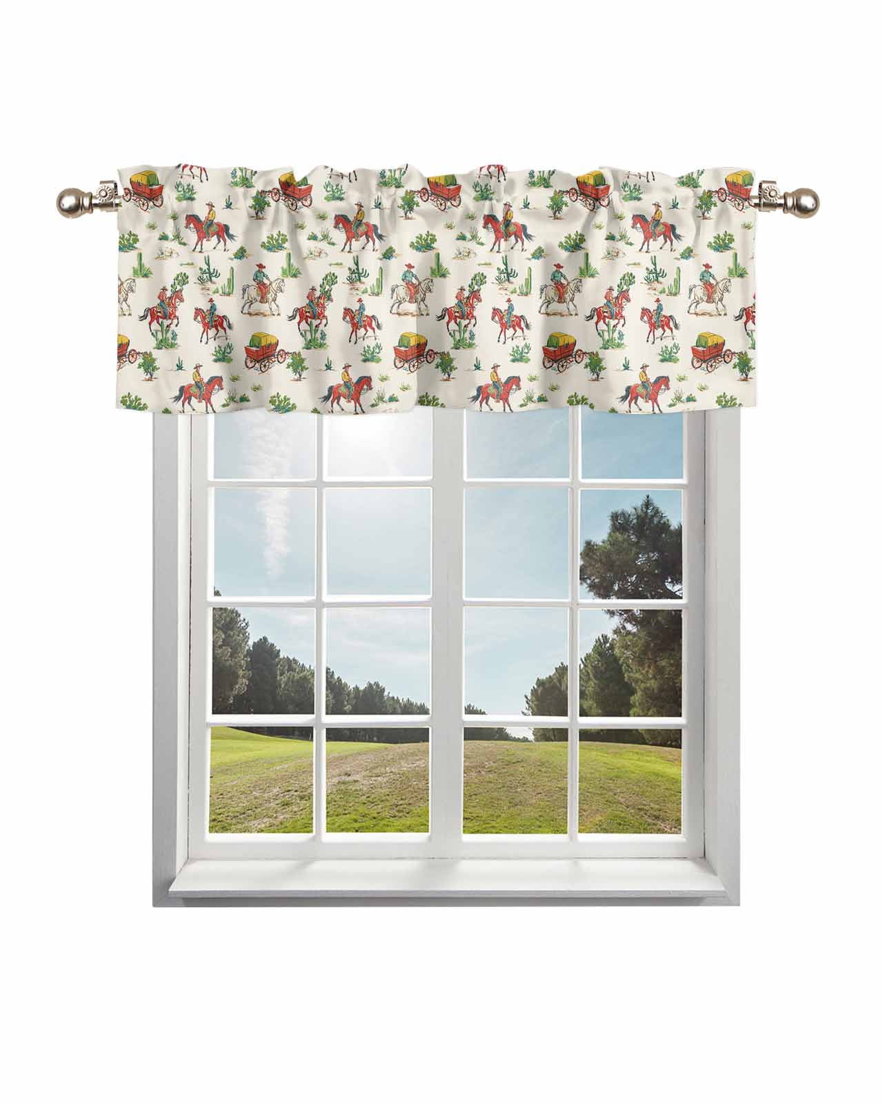 Western Cowboy Curtain Valance for Windows/Living Room/Kitchen/Bathroom ...