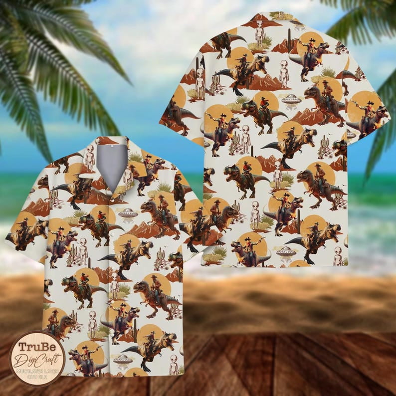 Western Cowboy Dinosaur Shirt Men Women Youth, Men's Alien UFO Wild ...