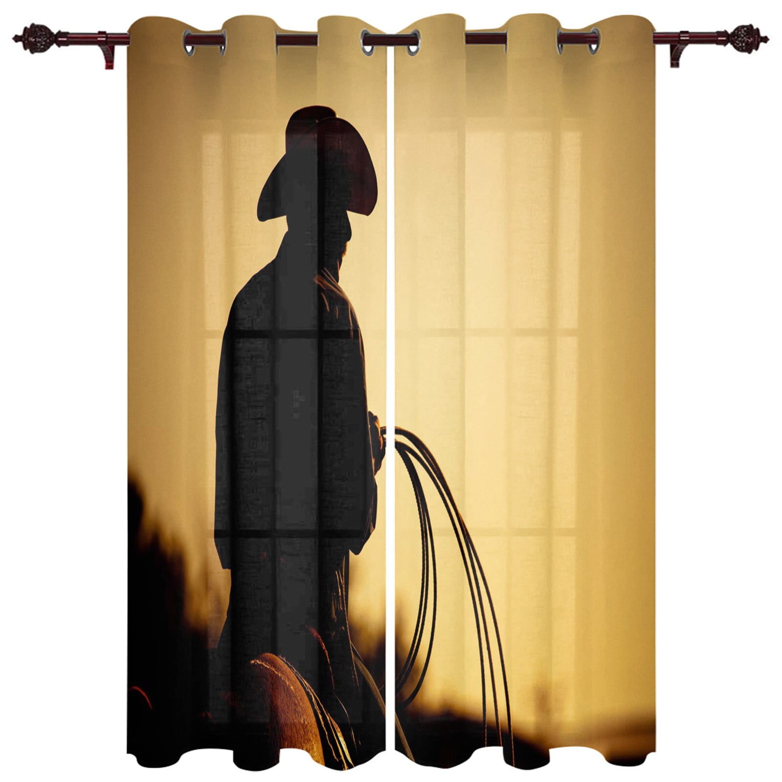 Western Cowboy Dusk Valance Window Curtains For Living Room Bedroom ...