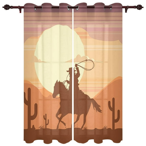 Western Cowboy Dusk Valance Window Curtains For Living Room Bedroom ...