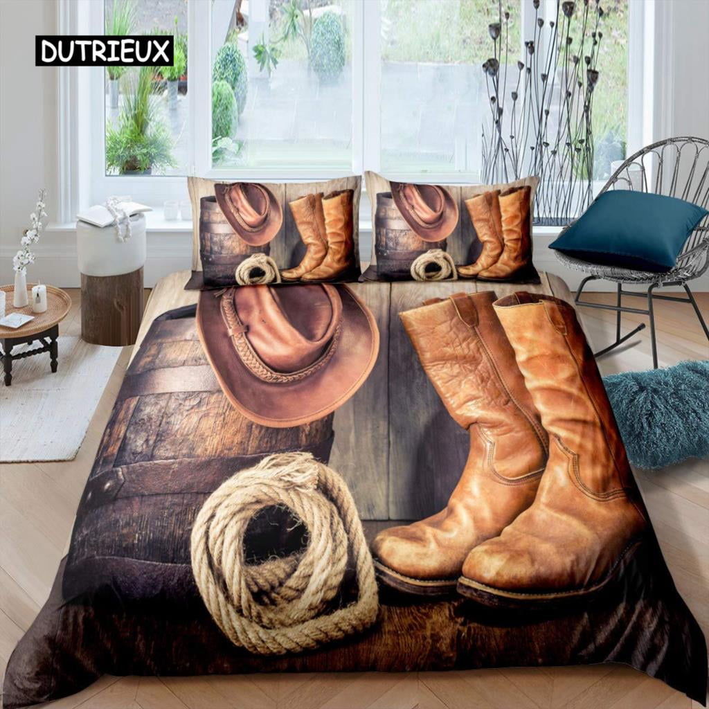 Western Cowboy Duvet Cover Set Vintage Farmhouse Bedding Set for Kids ...