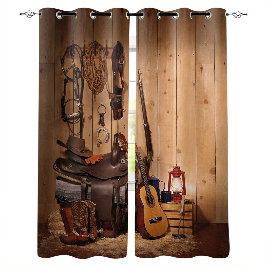 Western Cowboy Elements Country Style Window Curtain Living Room ...