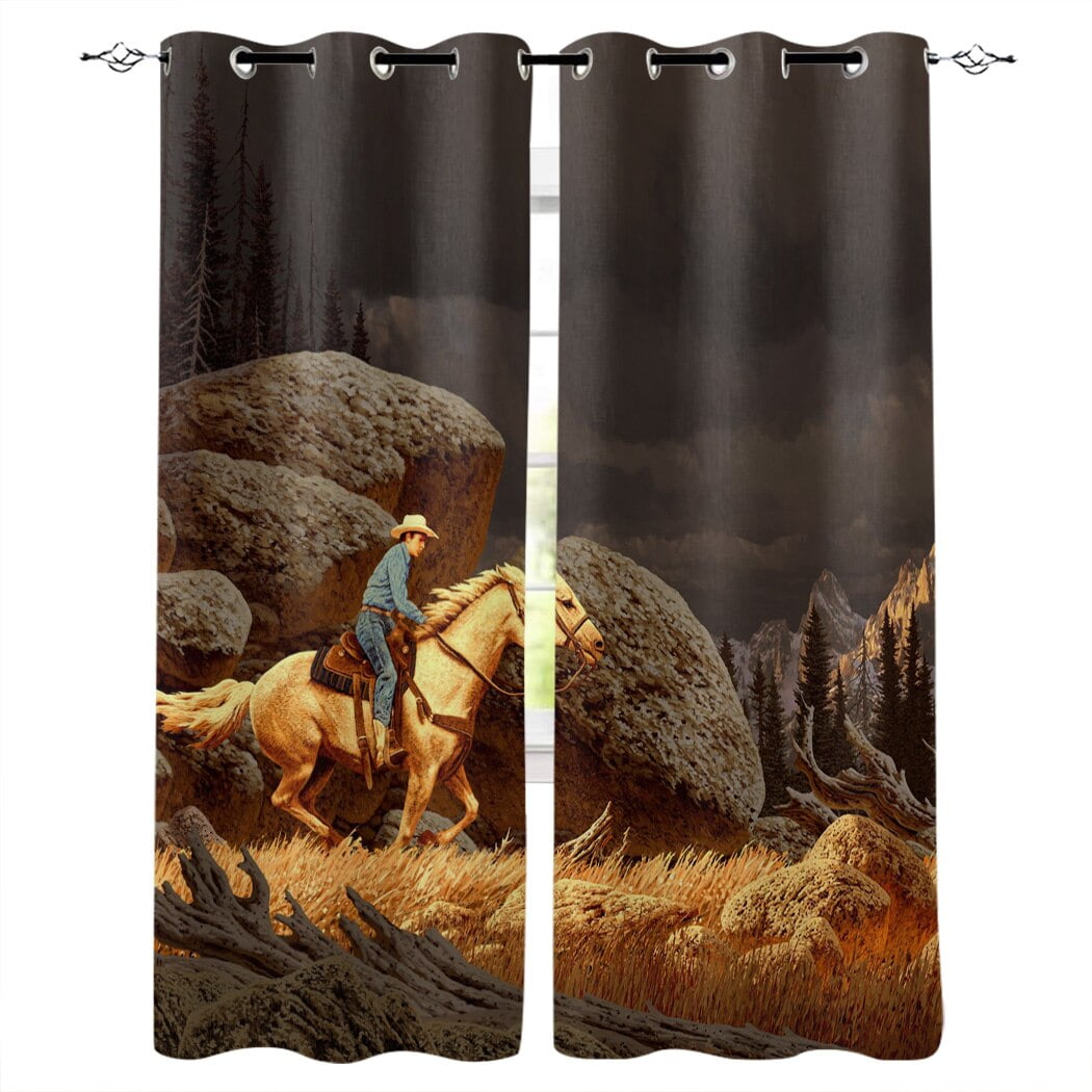 Western Cowboy Elements Country Style Window Curtain Living Room ...