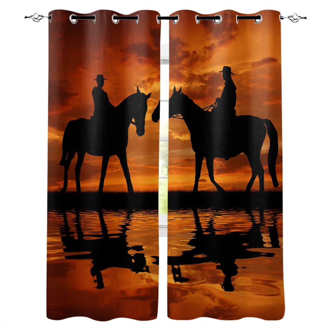 Western Cowboy Elements Country Style Window Curtain Living Room ...