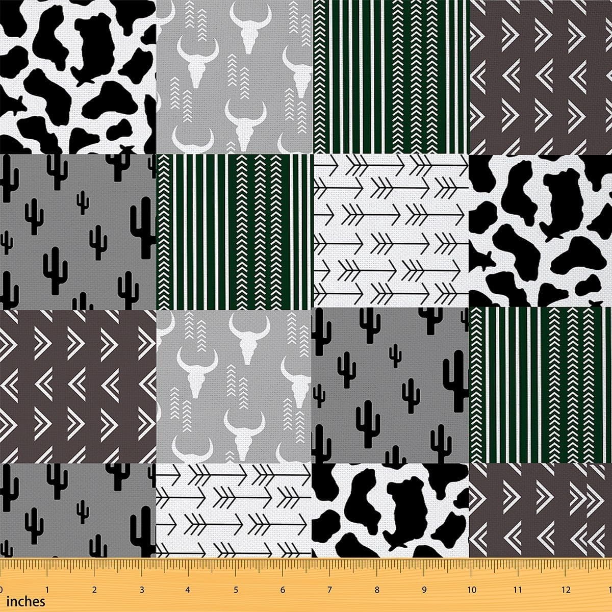 Western Cowboy Fabric by The Yard,Milk Cow Cactus Decor Fabric for ...