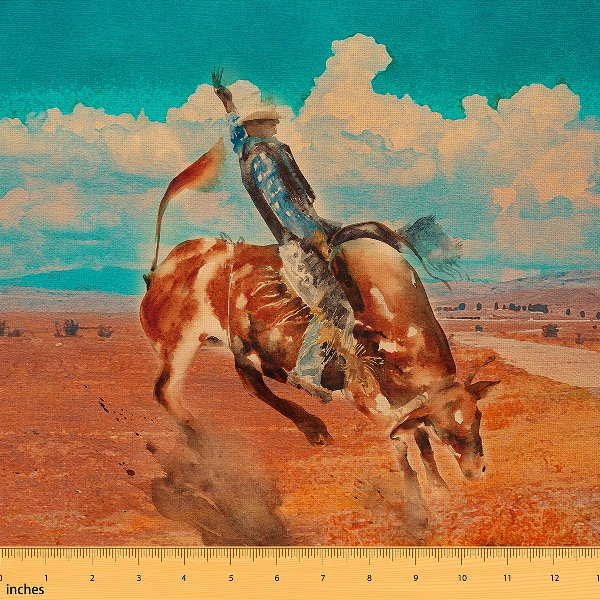 Western Cowboy Fabric by the Yard,Rustic Farmhouse Bull Cattle ...