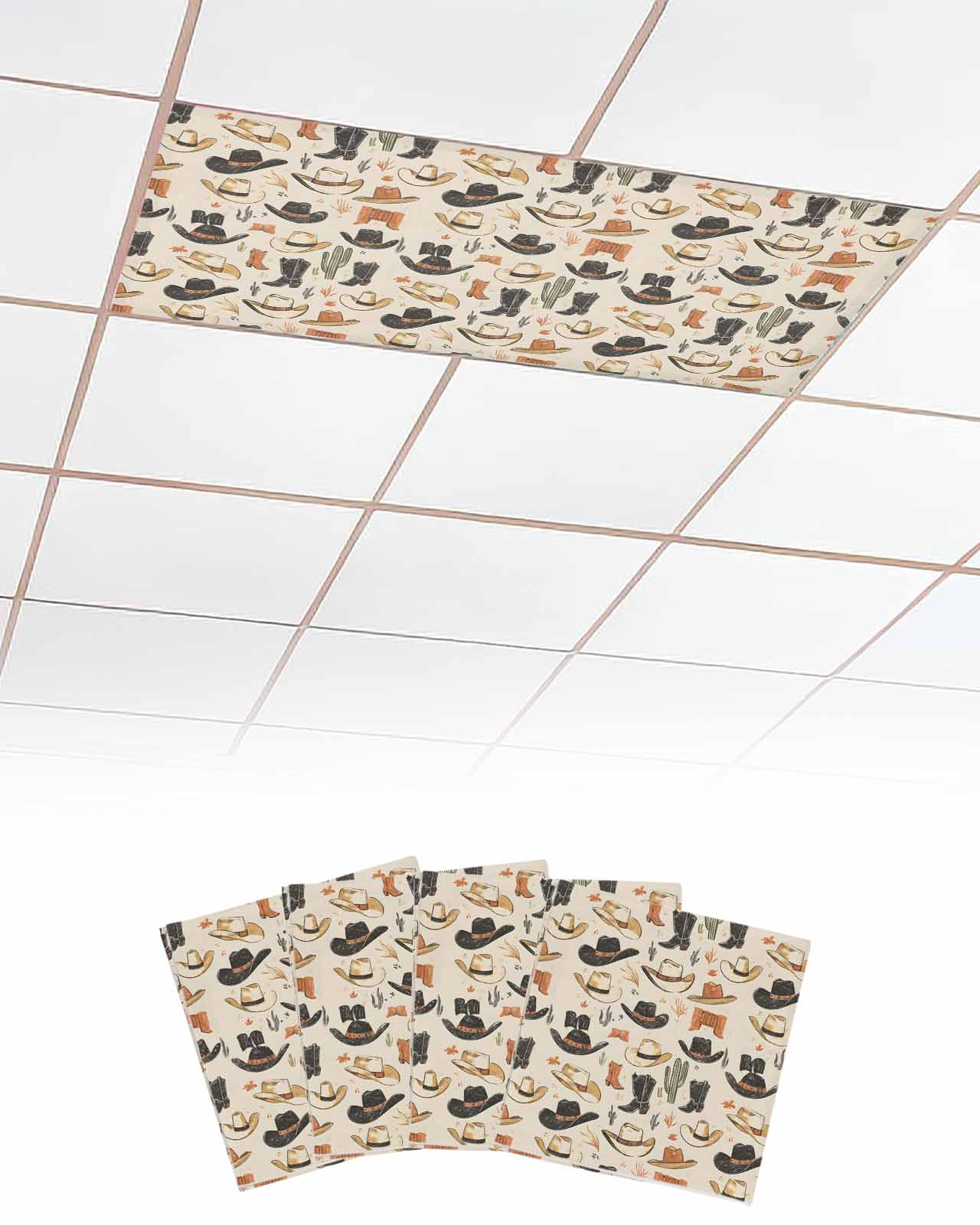 Western Cowboy Fluorescent Light Covers for Ceiling Lights 4x2 feet,4 ...