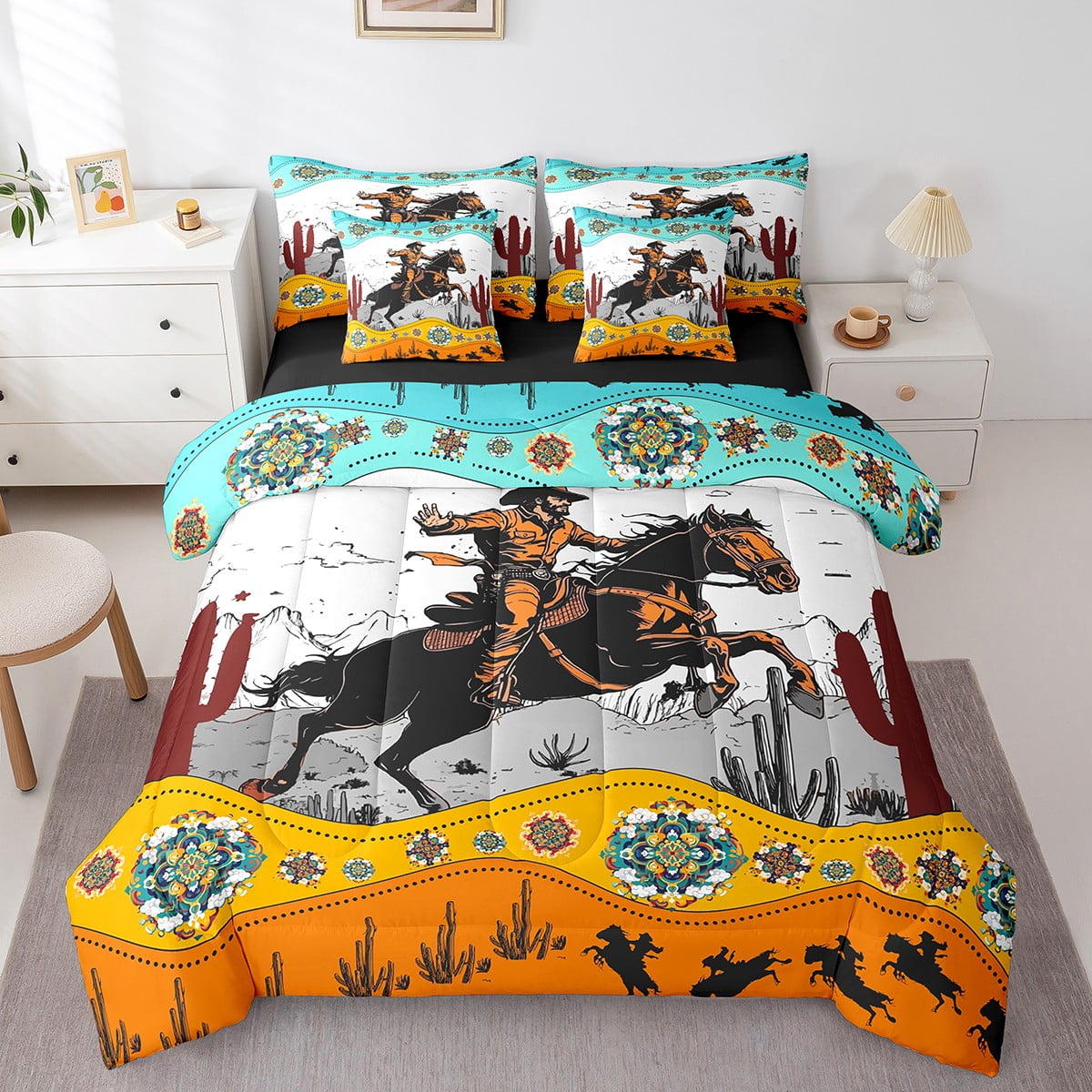 Western Cowboy Full Bed in a Bag 7 Piece for Adult Women Boho Exotic ...