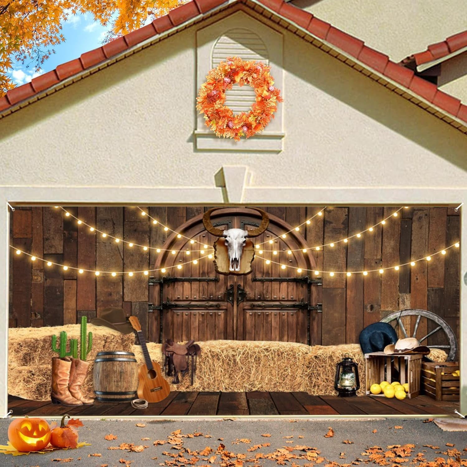 Western Cowboy Garage Door Decorations Background Wild West Rustic ...