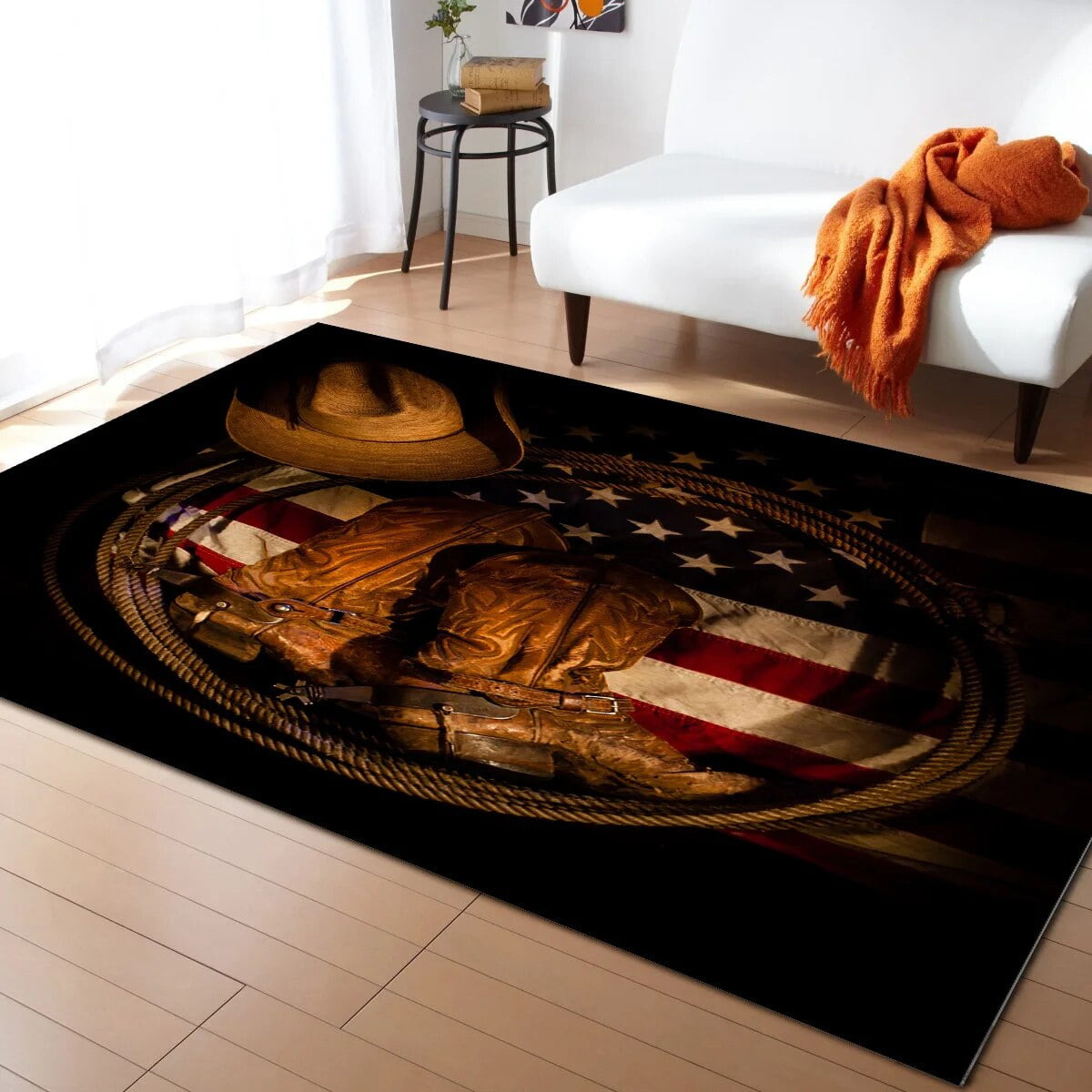 Western Cowboy Guitar Wood Carpets for Living Room Home Decorative Rugs ...