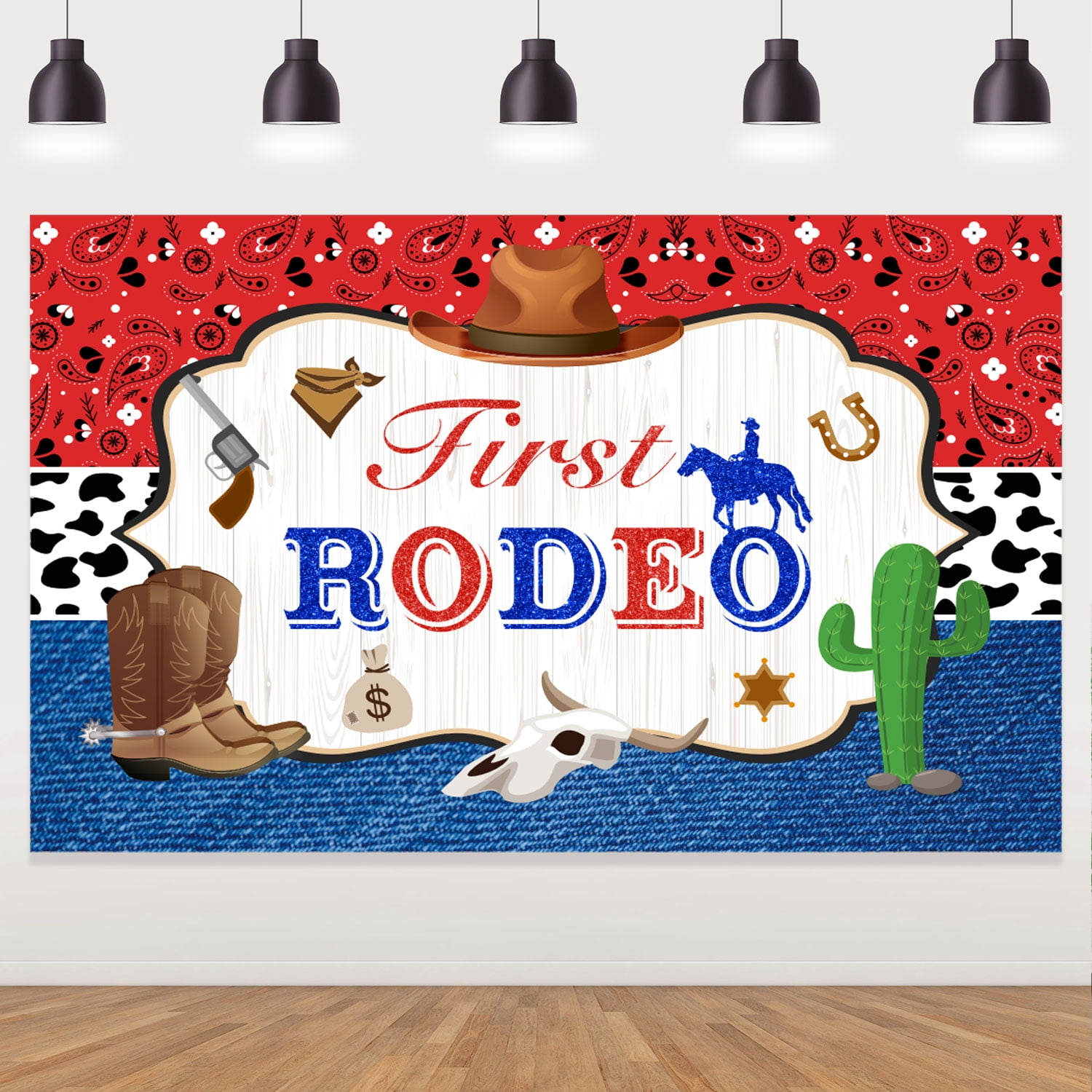 Western Cowboy Happy Birthday Backdrop, First Rodeo Backdrop for Boys ...