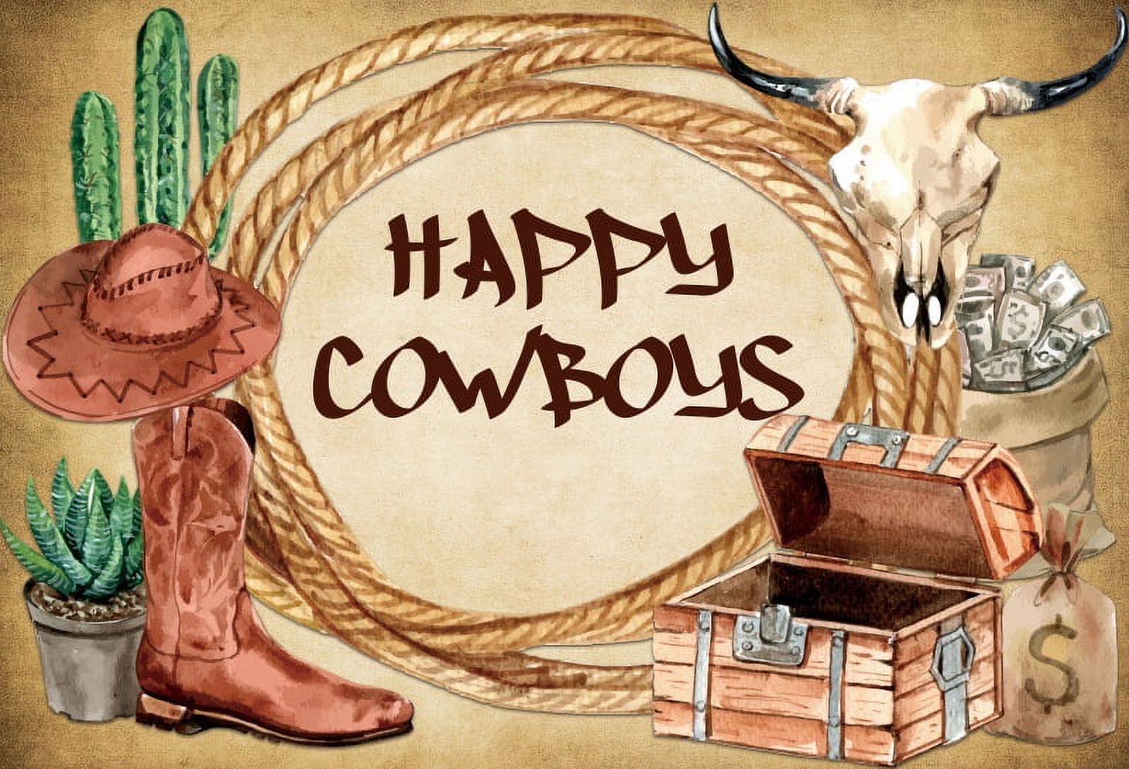 Western Cowboy Happy Birthday Backdrop Rustic Old West Cactus Kid Adult ...