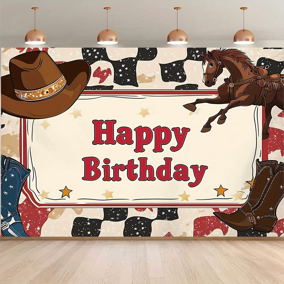 Western Cowboy Happy Birthday Backdrop Wild West Cowboy Birthday ...