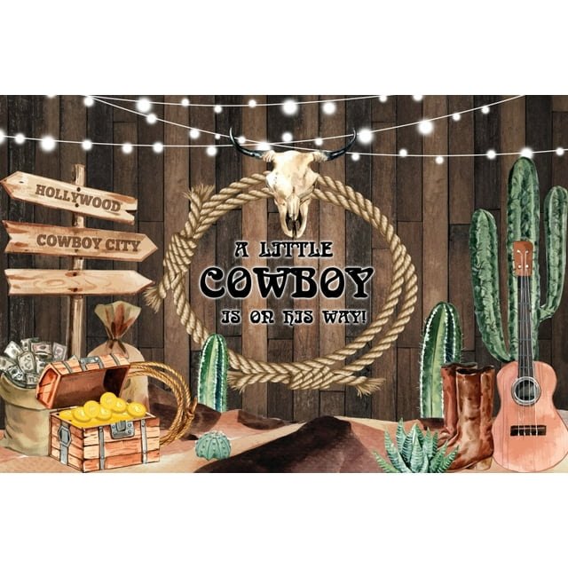 Western Cowboy Happy Birthday Photo Backdrop White Horse Vintage ...