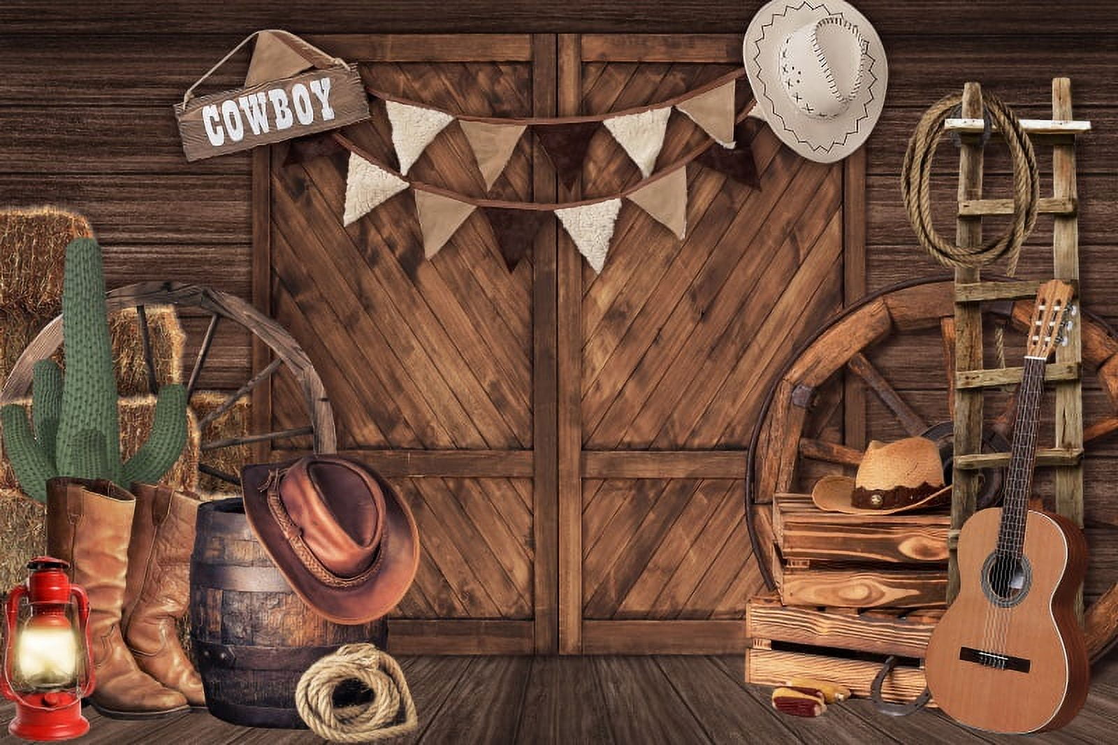 Western Cowboy Happy Birthday Photo Backdrop White Horse Vintage ...