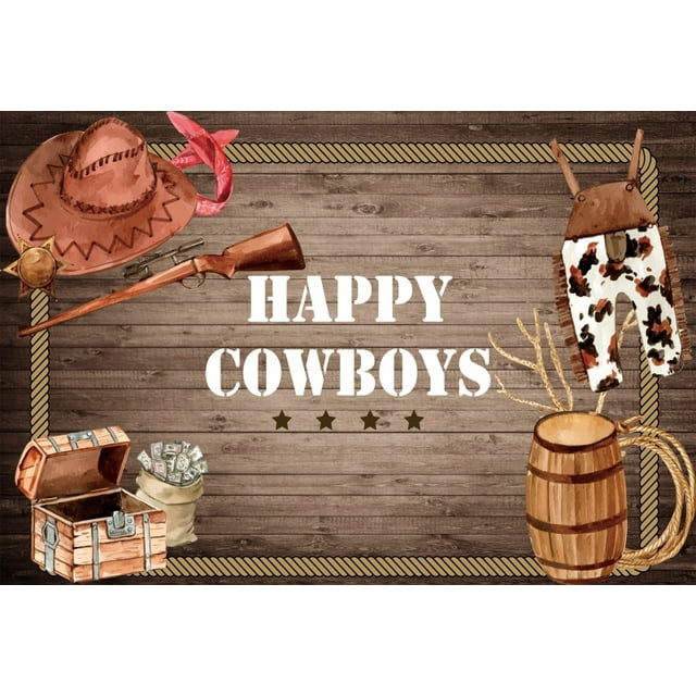 Western Cowboy Happy Birthday Photo Backdrop White Horse Vintage ...