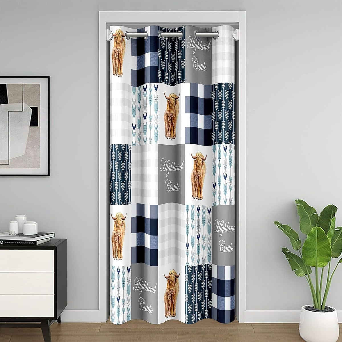 Western Cowboy Hat Boots Printed Door Curtains Polyester Privacy Closet ...