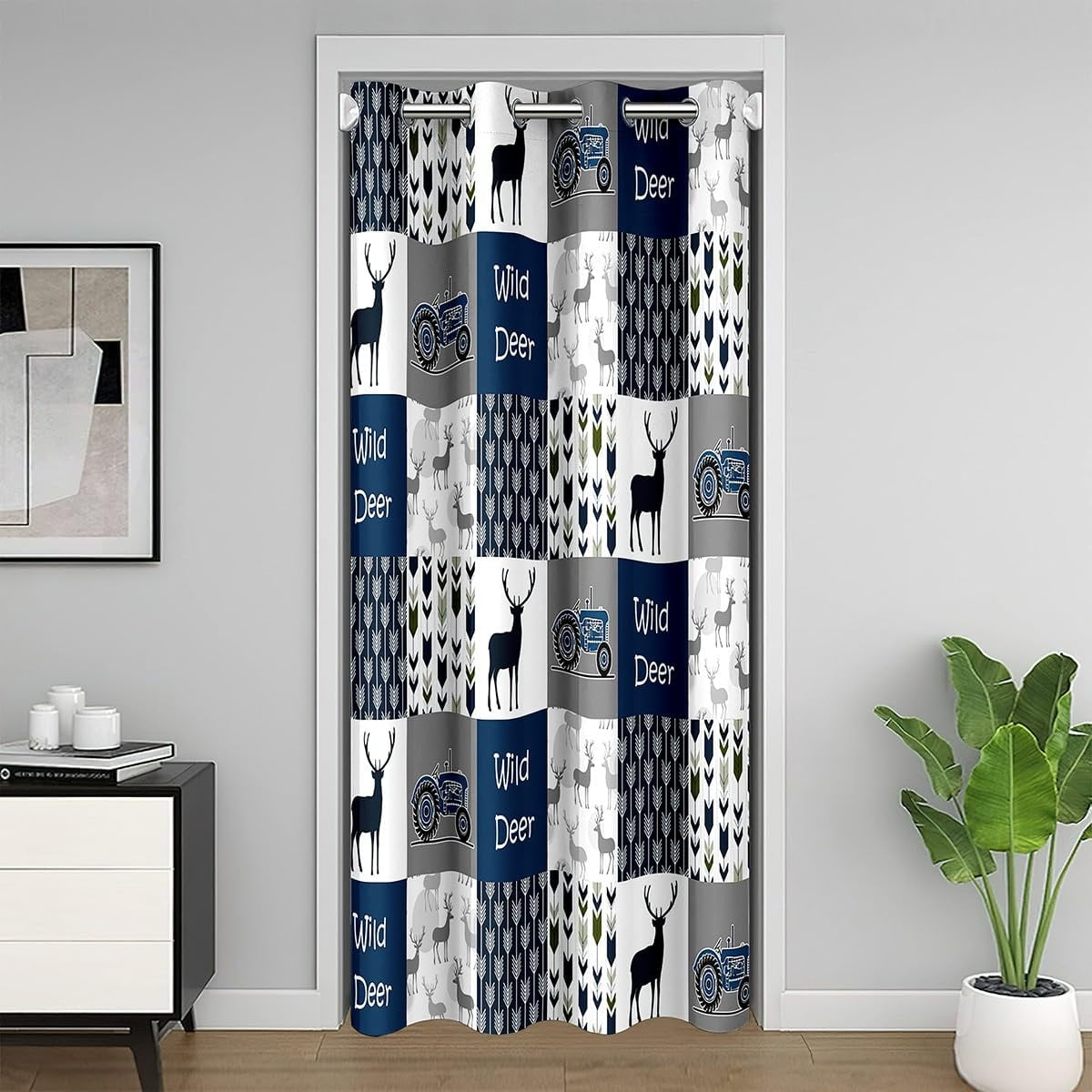 Western Cowboy Hat Boots Printed Door Curtains Polyester Privacy Closet ...