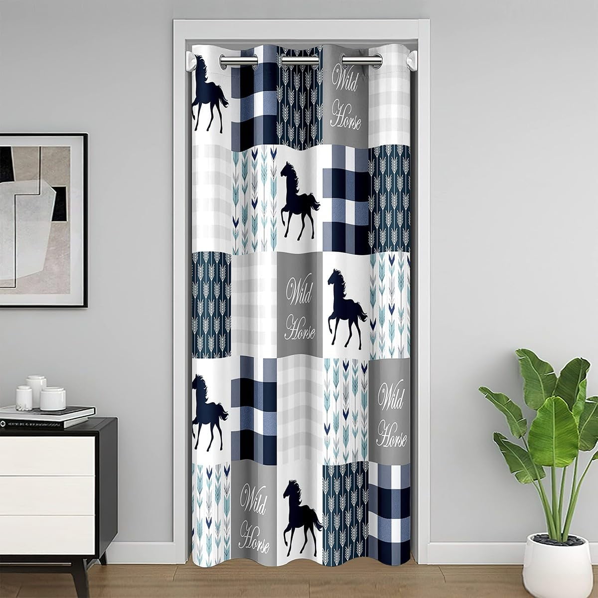 Western Cowboy Hat Boots Printed Door Curtains Polyester Privacy Closet ...