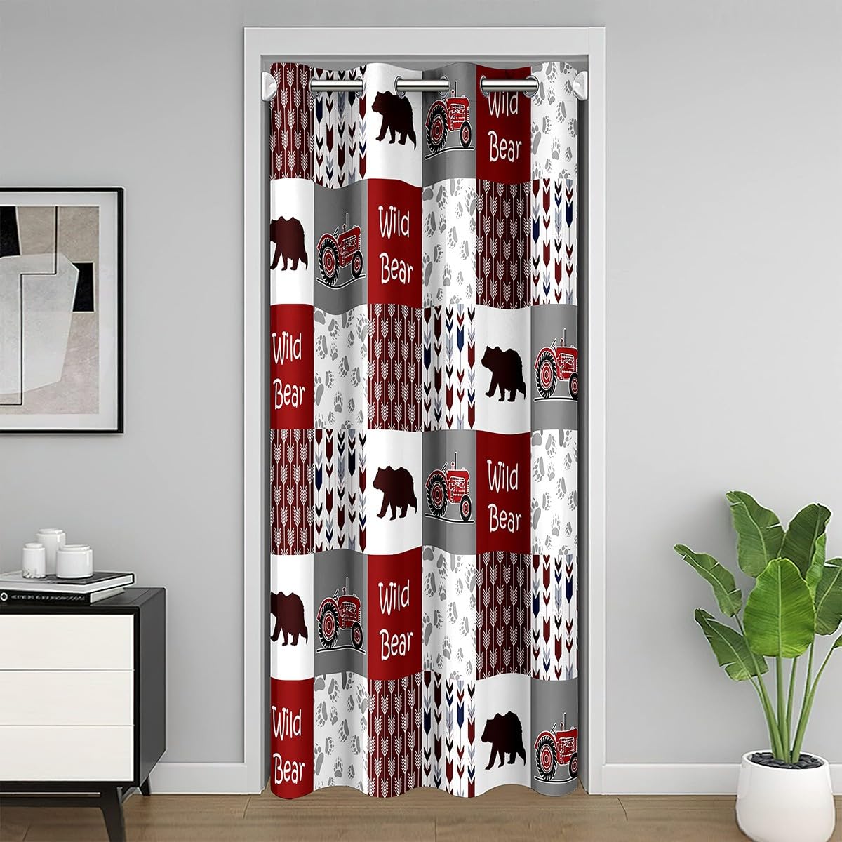 Western Cowboy Hat Boots Printed Door Curtains Polyester Privacy Closet ...