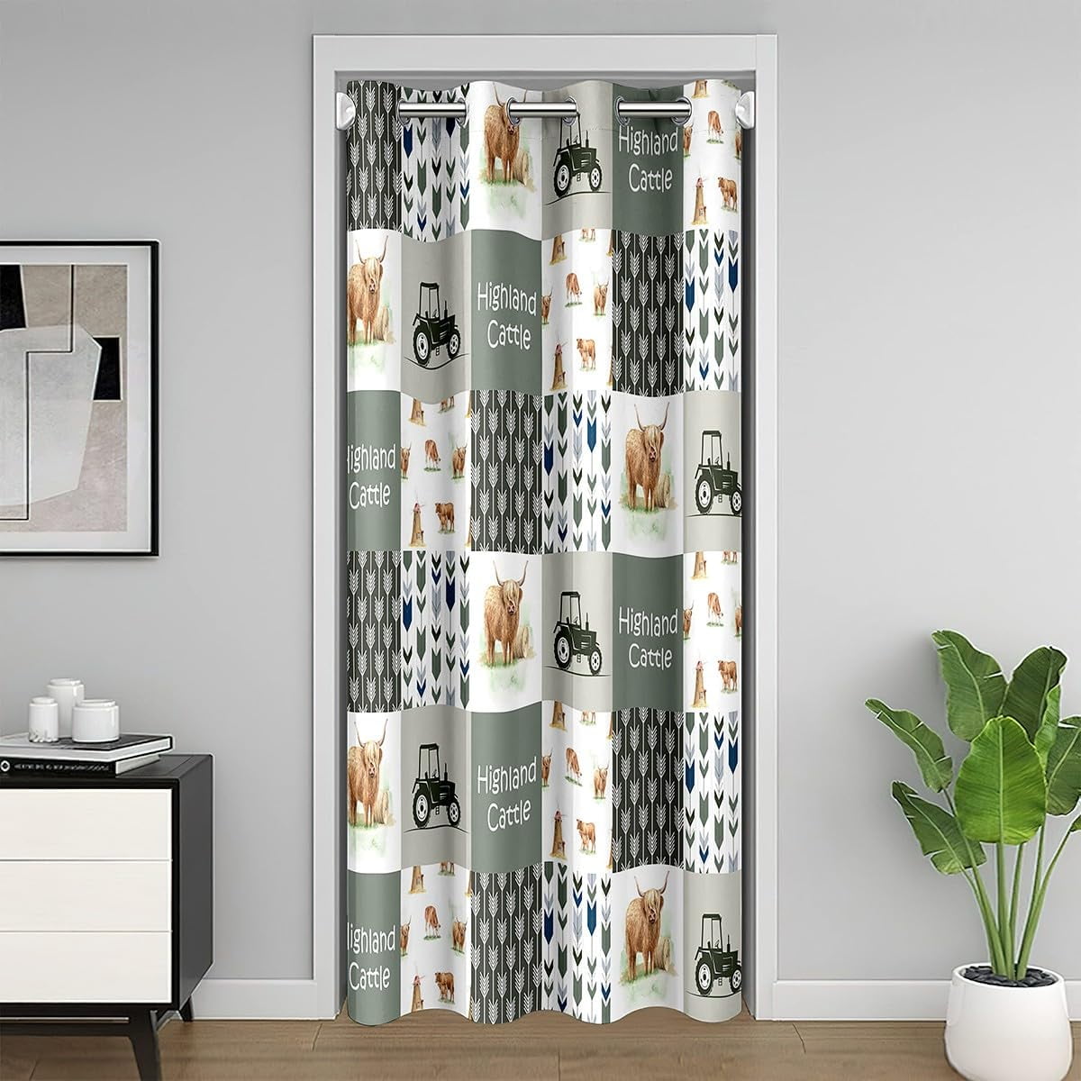 Western Cowboy Hat Boots Printed Door Curtains Polyester Privacy Closet ...