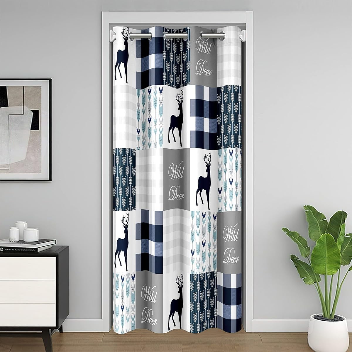 Western Cowboy Hat Boots Printed Door Curtains Polyester Privacy Closet ...