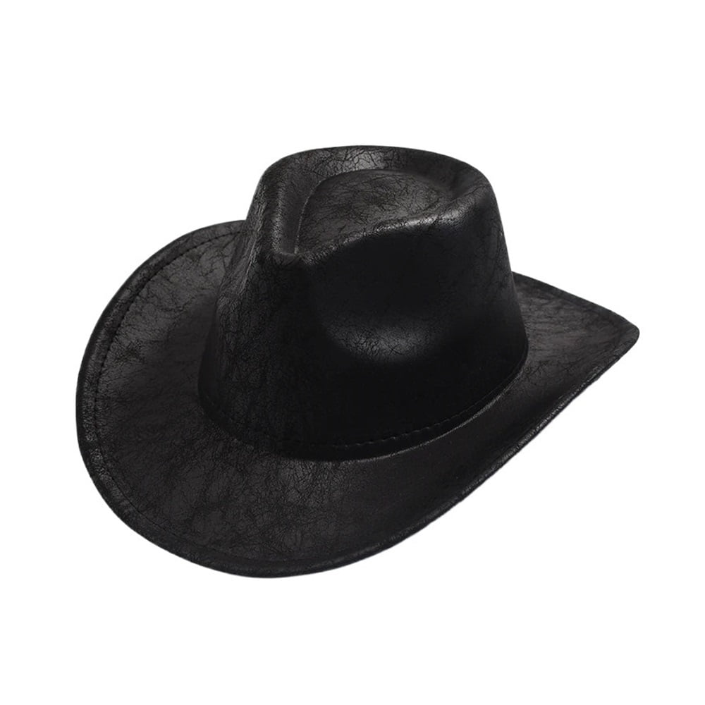 Western Cowboy Hat Faux Leather Vintage Gentleman Jazz Hats for Men Women Panama Cowgirl Hat ...