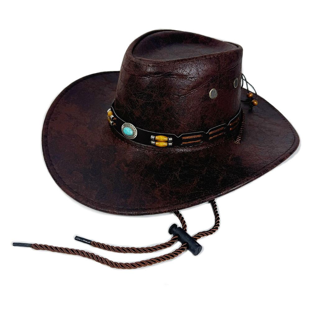 Western Cowboy Hat PU Material Large Brim Sun Hat Party Accessory ...