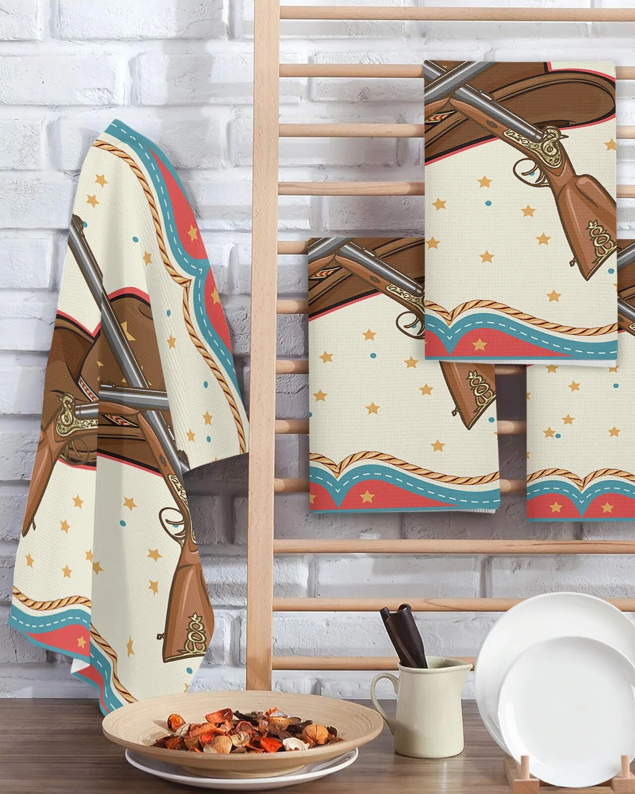 Western Cowboy Hat Pistol Star 40*60cm Tea Towels Absorption Walf ...