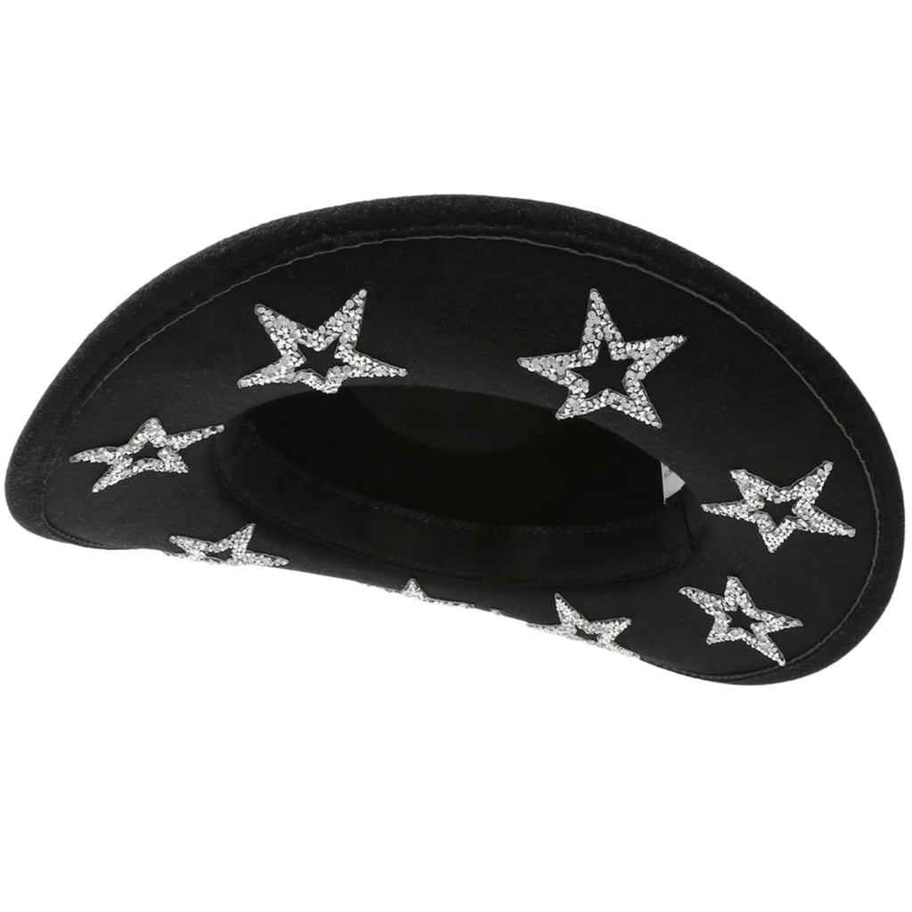 Western Cowboy Hat Roll Brims Hat Sequined Five Pointed Star Cowgirl ...