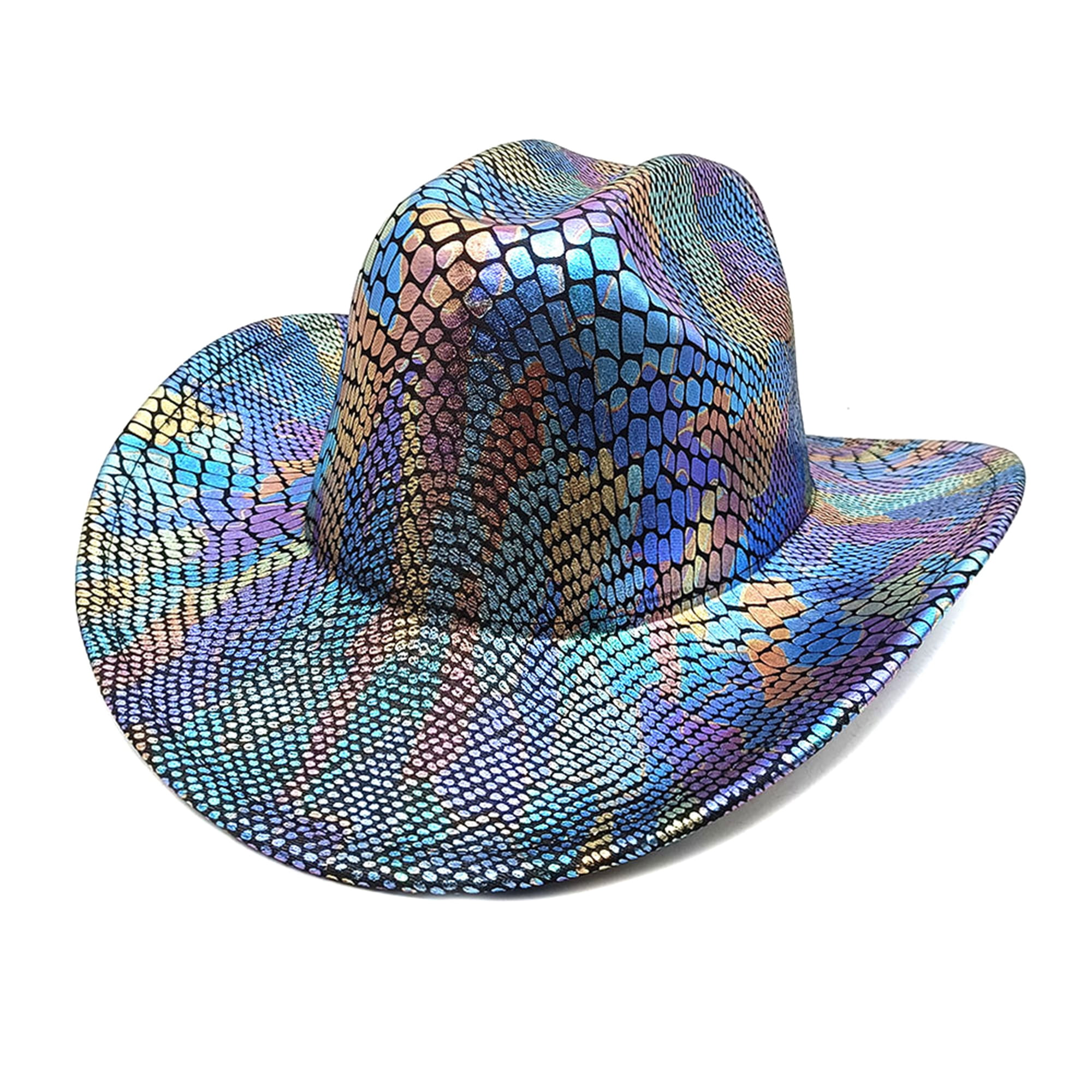 Western Cowboy Hat for Women Girl Neon Sparkly Glitter Space Cowboy Hat ...