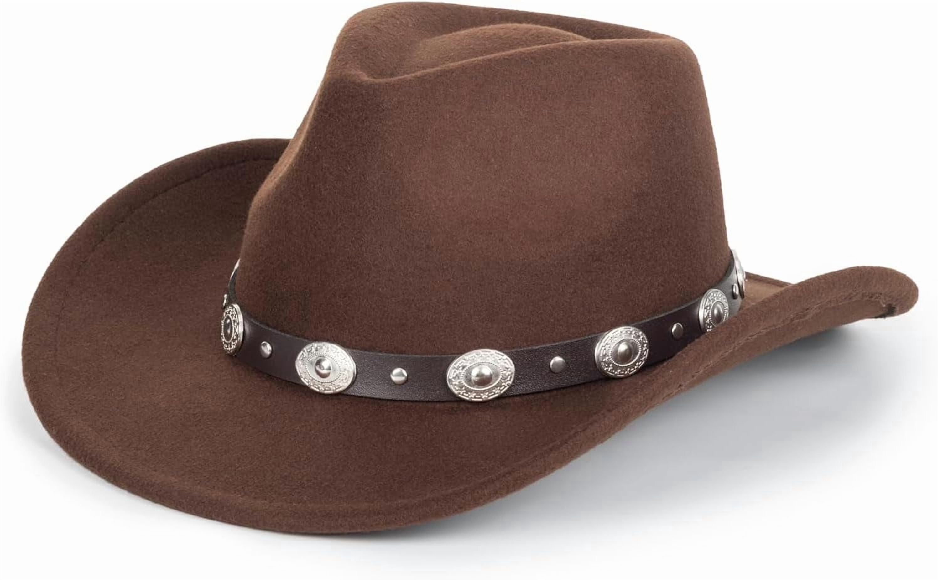 DOVACKA Western Cowboy Fedora Hat, Brown, Adjustable Size 56-58cm ...