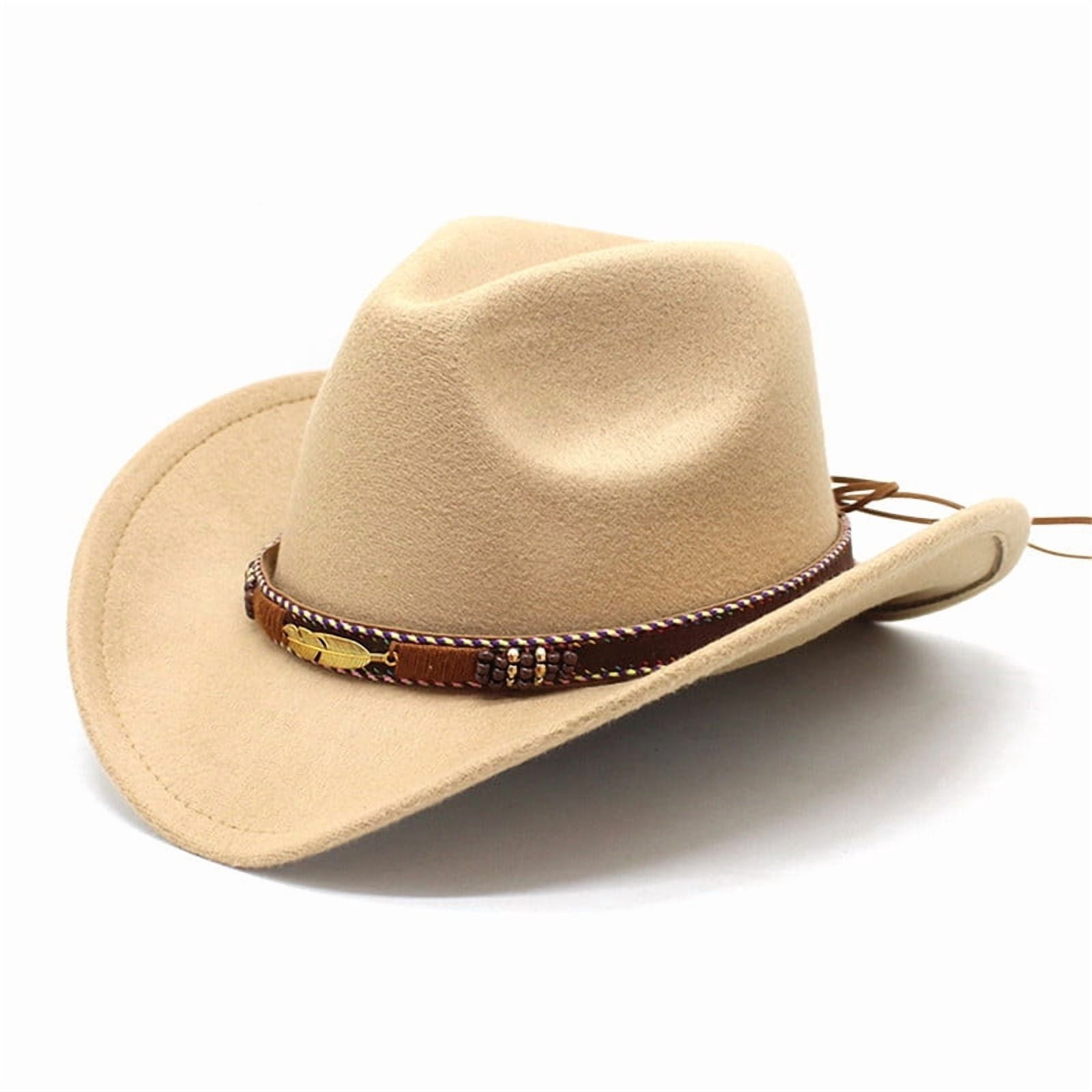 Western Cowboy Hat for Women Men, Wide Brim Floppy Hat Western Hat Wool ...