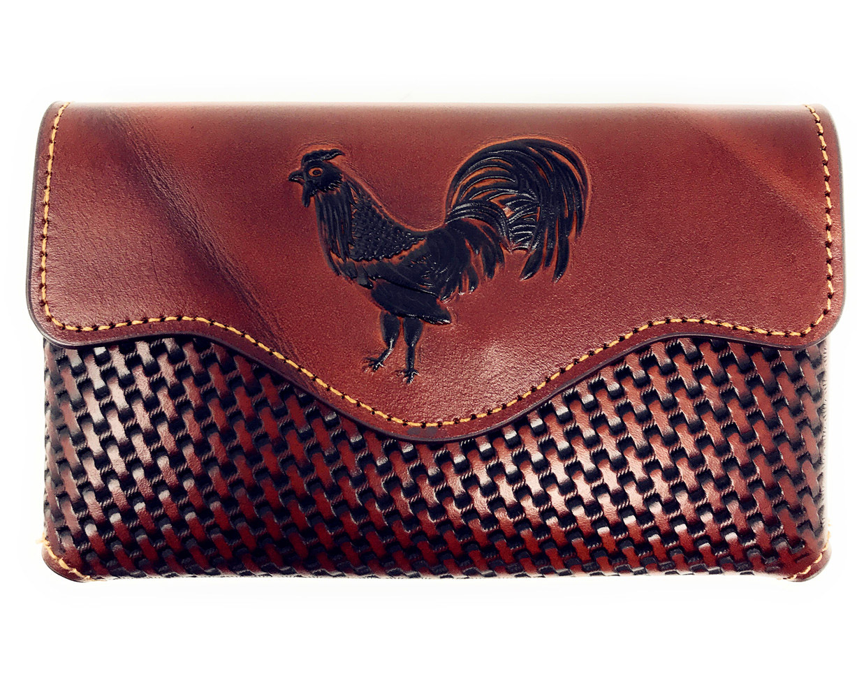 Western Cowboy Horizontal Basketweave Leather Rooster Smartphone Belt ...