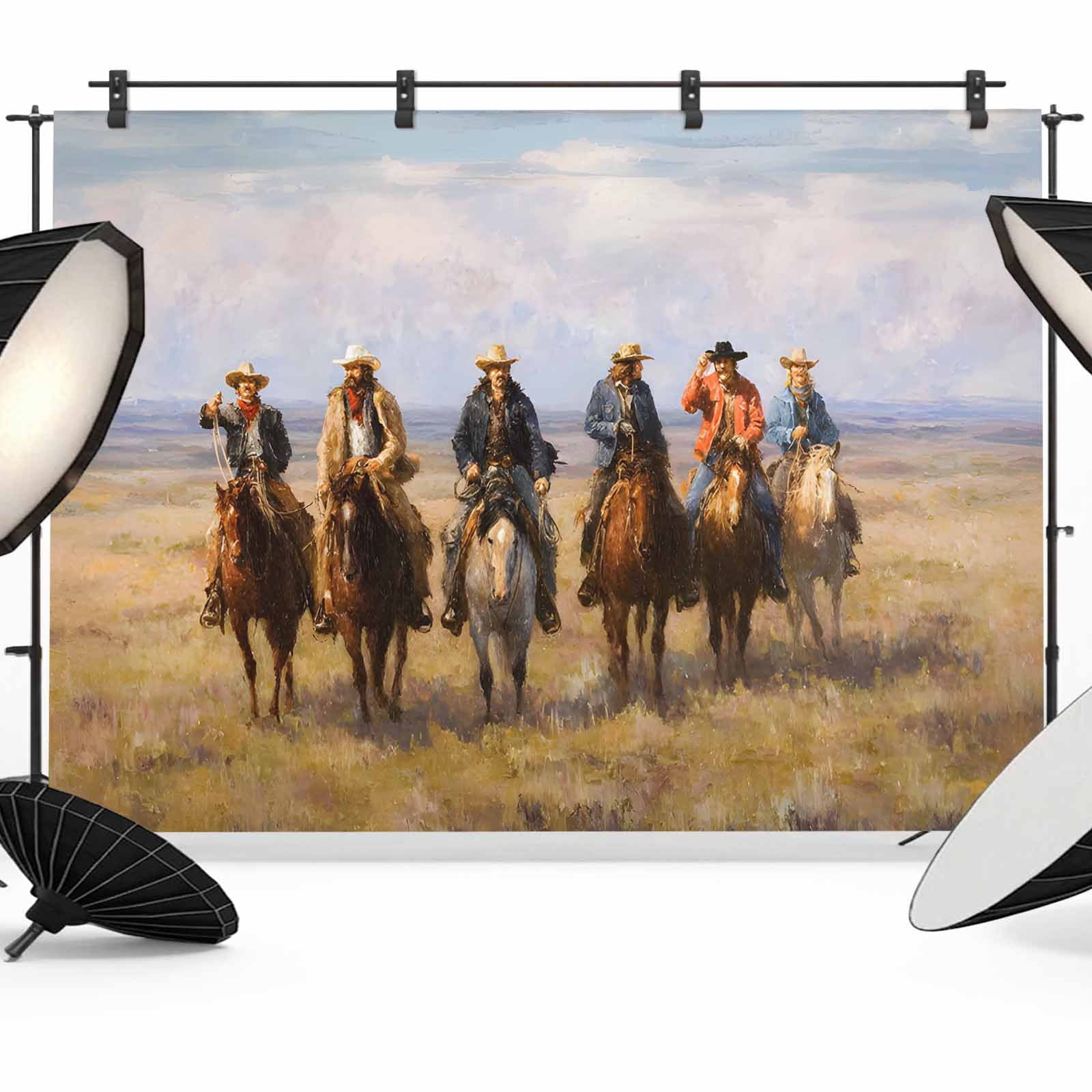 Western Cowboy Horse Photography Backdrop 8x6FT, Vintage Grasslands ...