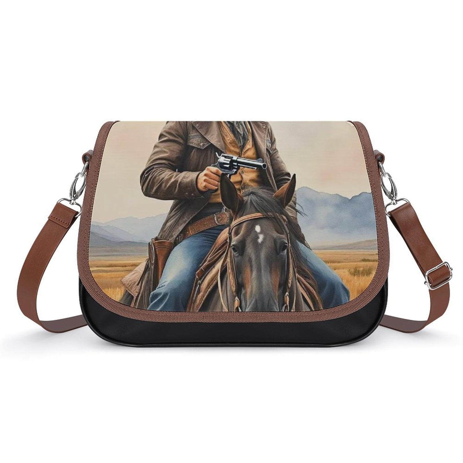 Western Cowboy Horse Vintage Crossbody Bag for Women Medium Leather ...