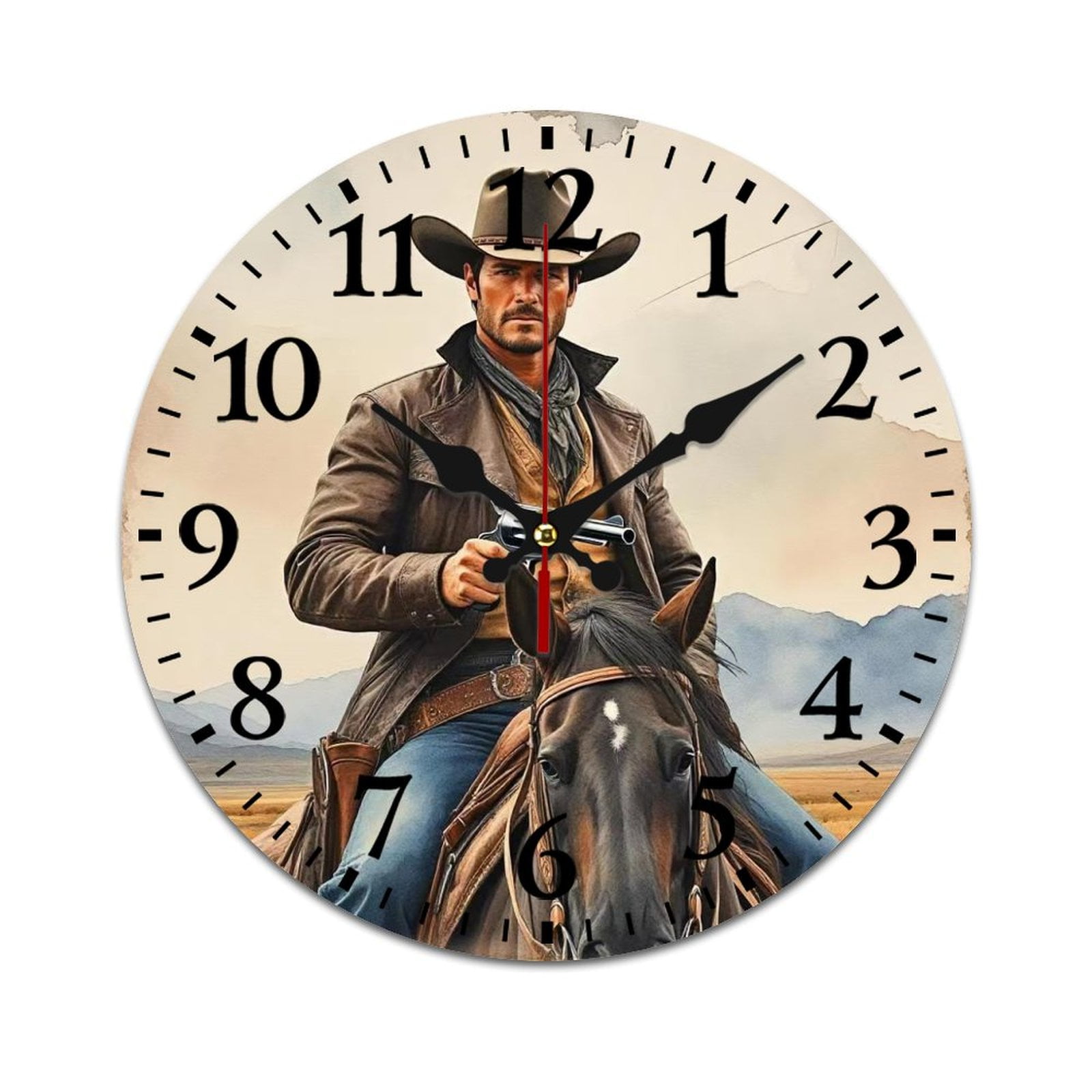 Western Cowboy Horse Wall Clock Modern Design Clocks Wall Hanging Home ...