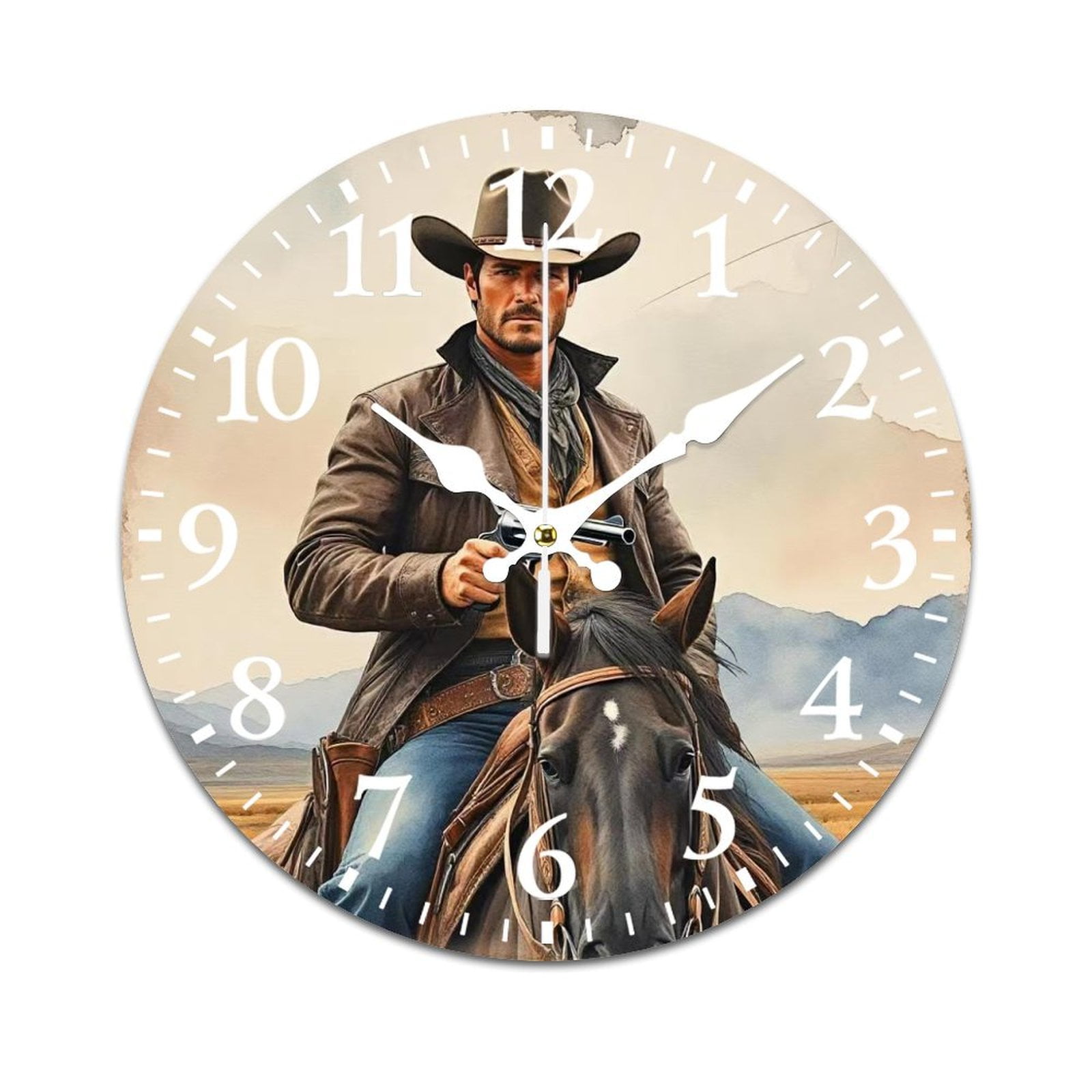 Western Cowboy Horse Wall Clock Modern Design Clocks Wall Hanging Home ...