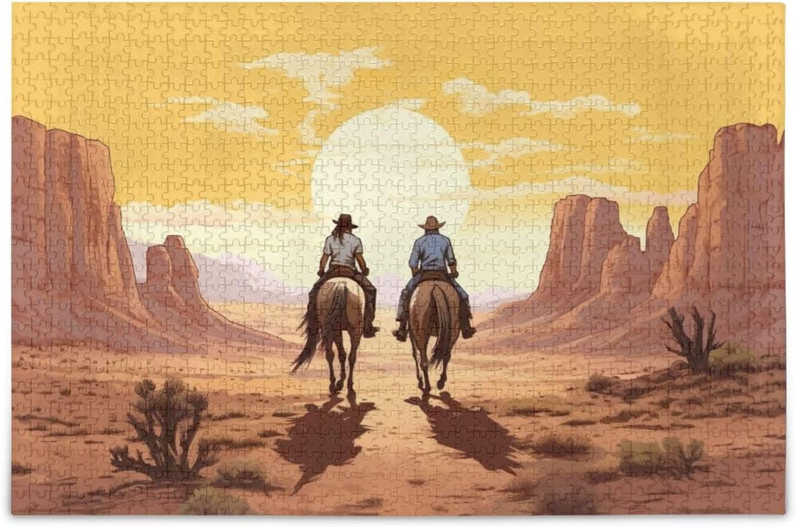 Western Cowboy Jigsaw Puzzles for Adults 1000 Pieces, Die-Cut Puzzle ...