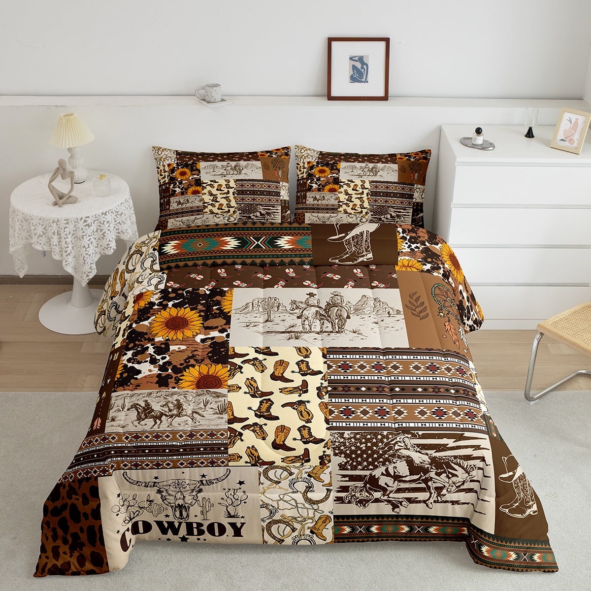 Western Cowboy King Size Bedding Sets American Tribal Wild Desert ...