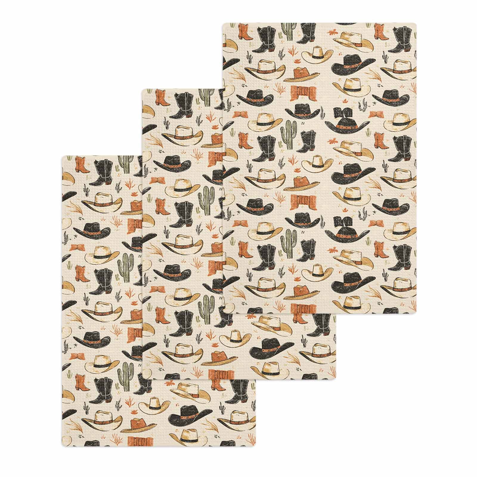 Western Cowboy Kitchen Dish Towels for Drying Dishes Set of 3, Country ...