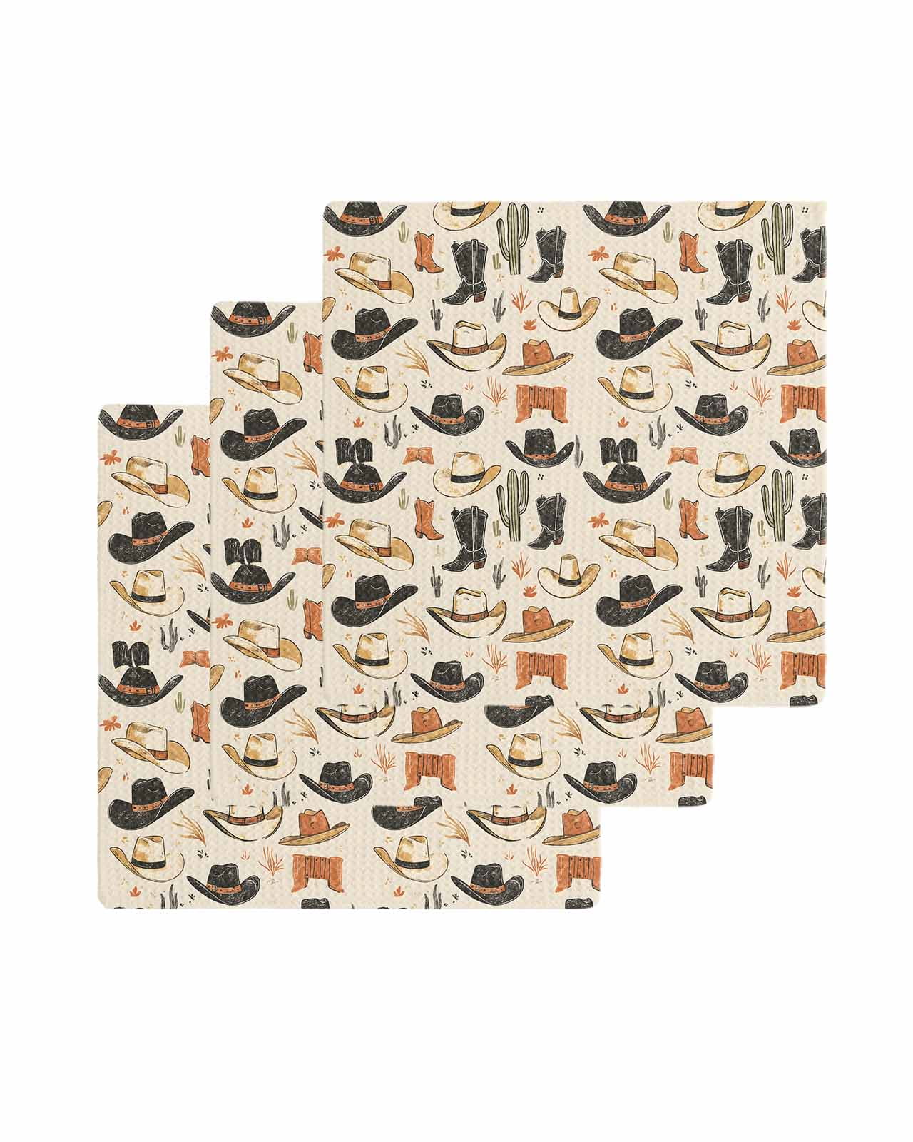 Western Cowboy Kitchen Dish Towels for Drying Dishes Set of 3, Country ...