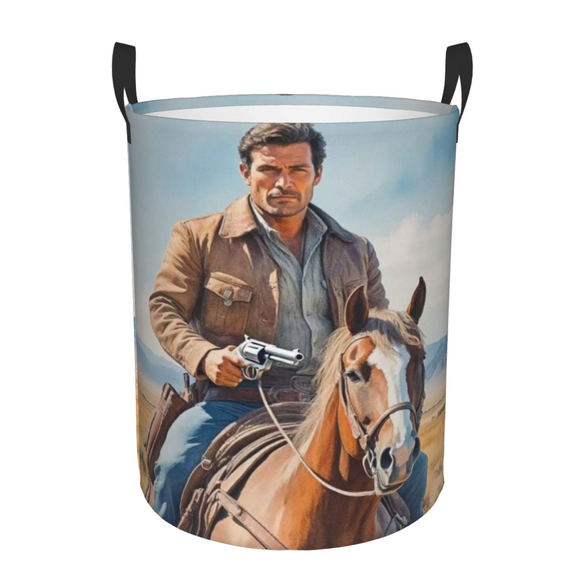 Western Cowboy Large Dirty Clothes Hamper Foldable Laundry Basket with ...