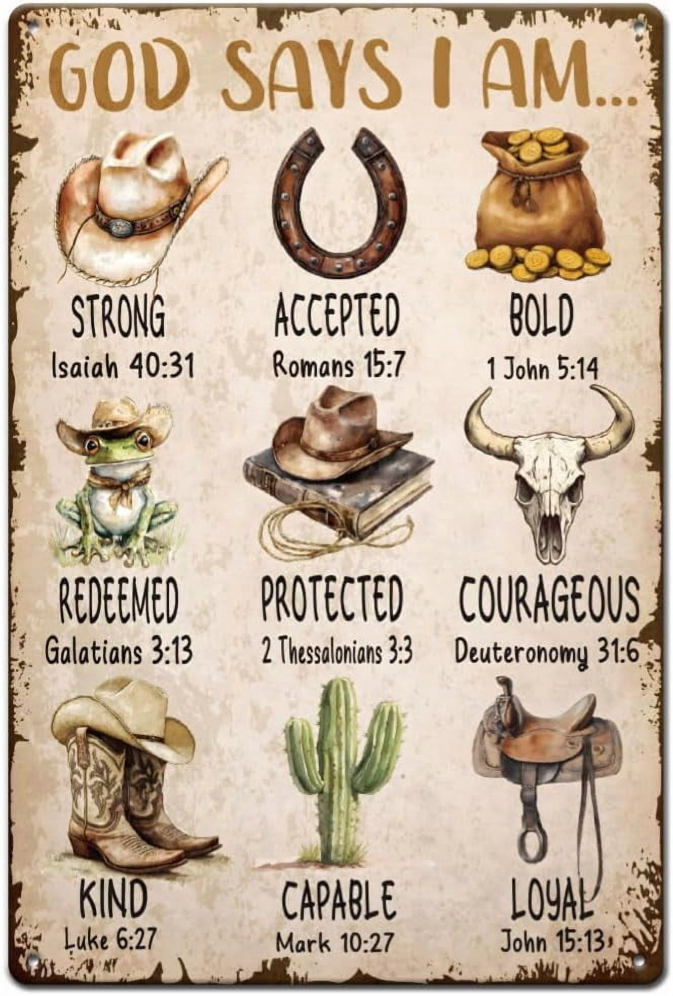 Western Cowboy Metal Tin Signs God Says I Am Retro Metal Poster Tin ...