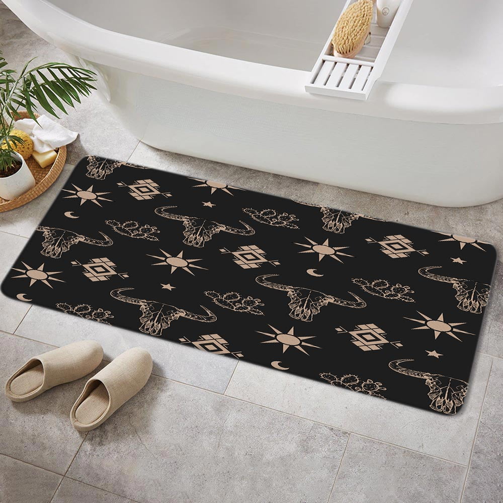 Western Cowboy Non-slip Bath Mats Rugs, Cow Skull Bathroom Mats Rugs ...