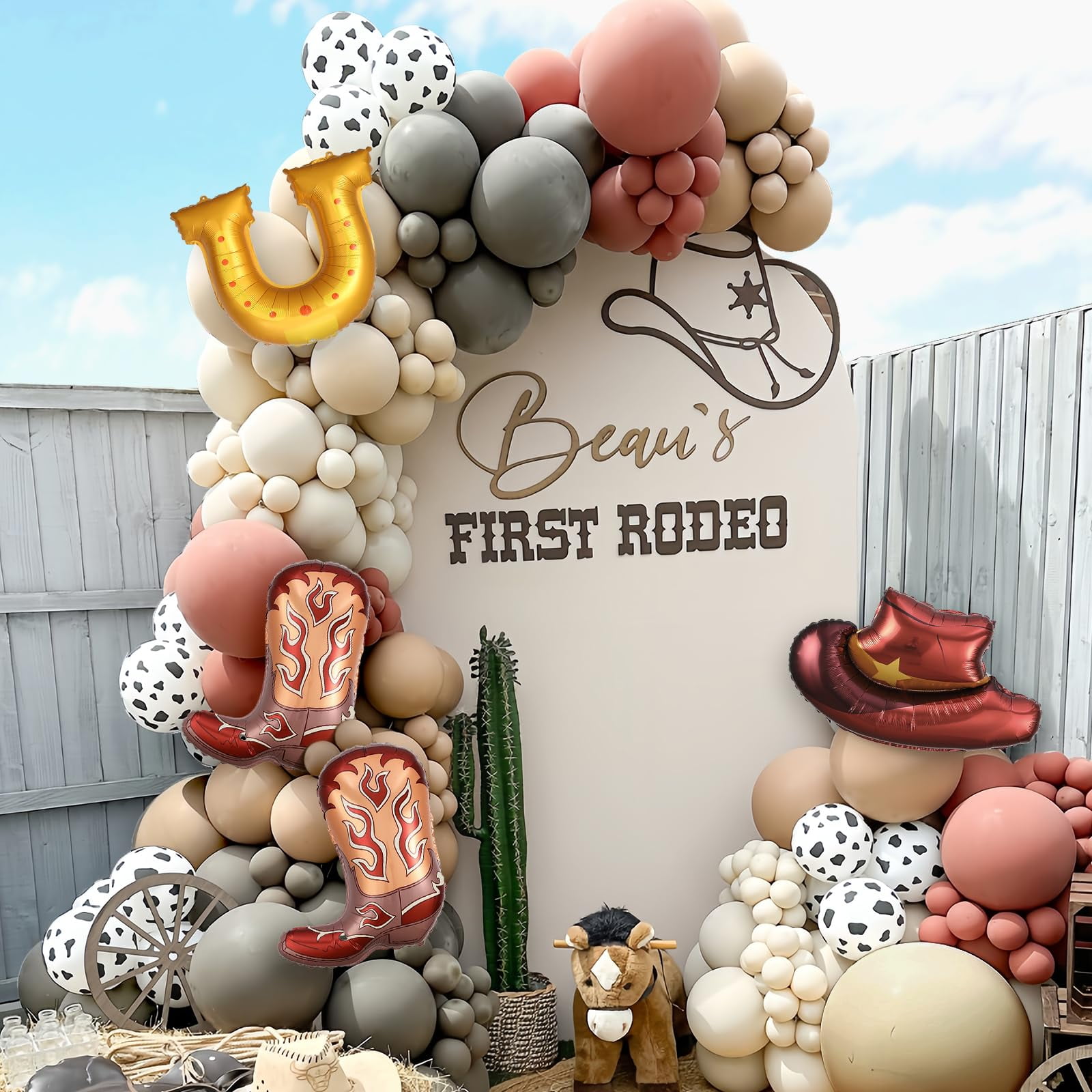 Western Cowboy Party Balloon SSF20 Arch Kit,168cs Neutral Blush Cow ...
