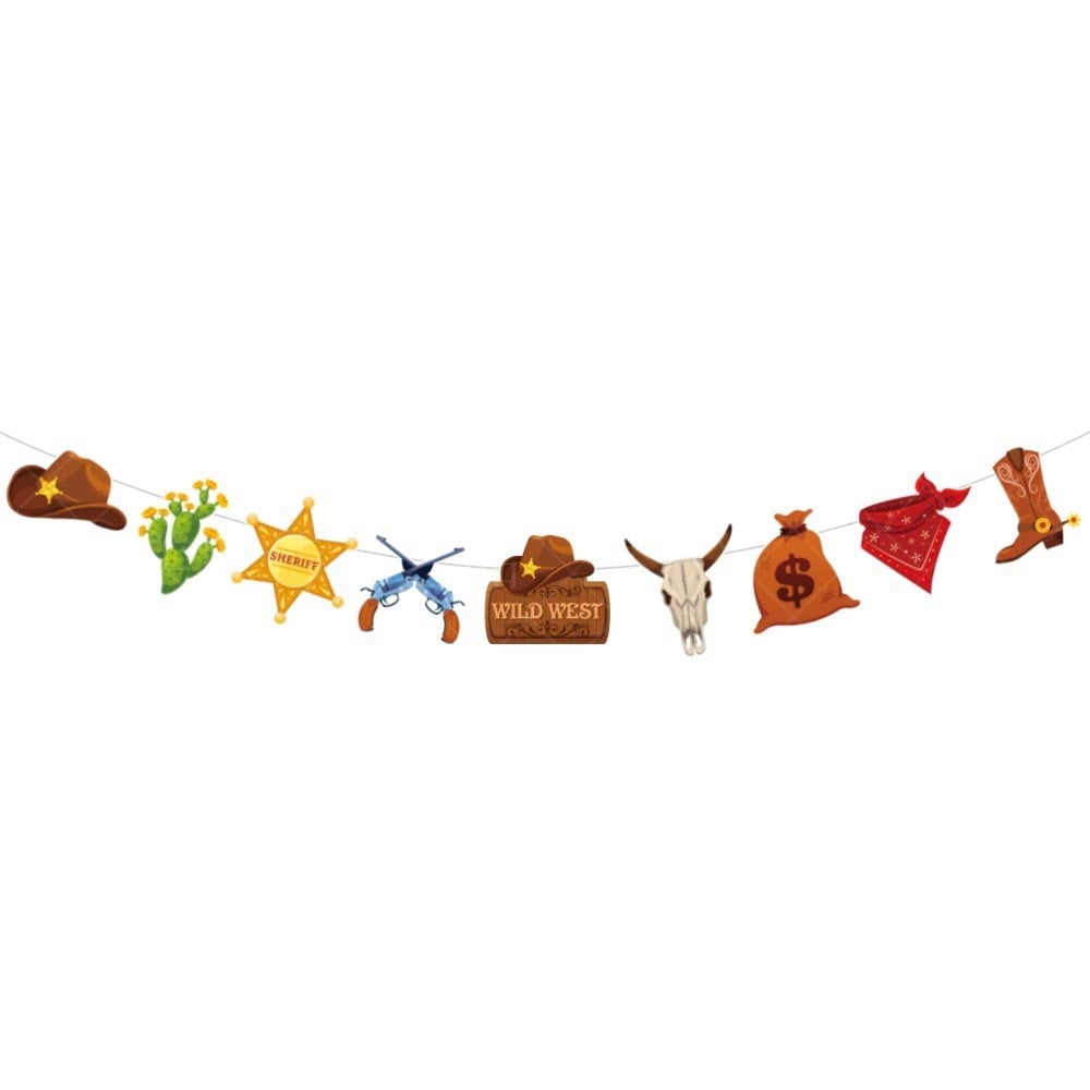 Western Cowboy Party Banner - Themed Decorative Flag for Birthday ...