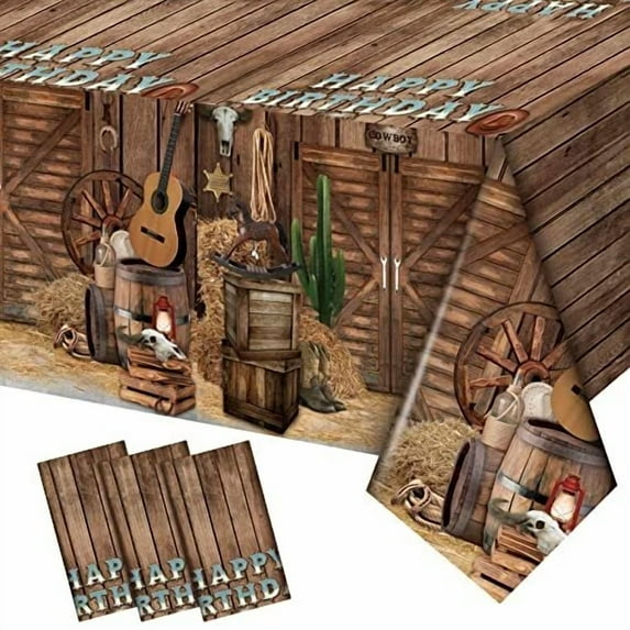 Western Cowboy Party Tablecloths 3 Pack 54 X 108 Inches Disposable ...