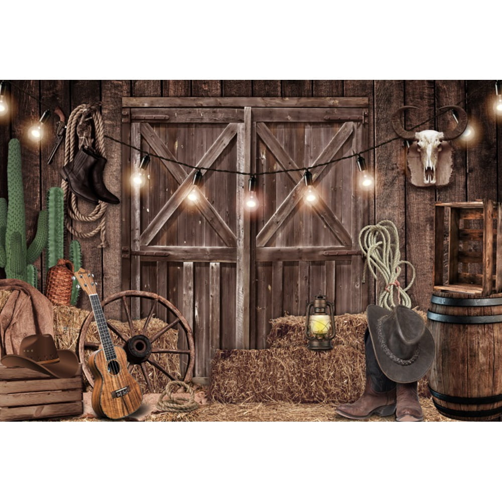Western Cowboy Photography Backdrop Wild West Rustic Farm Barn Wood ...
