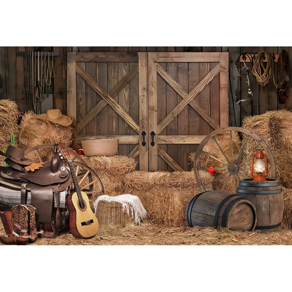 Western Cowboy Photography Backdrop Wild West Rustic Farm Barn Wood ...